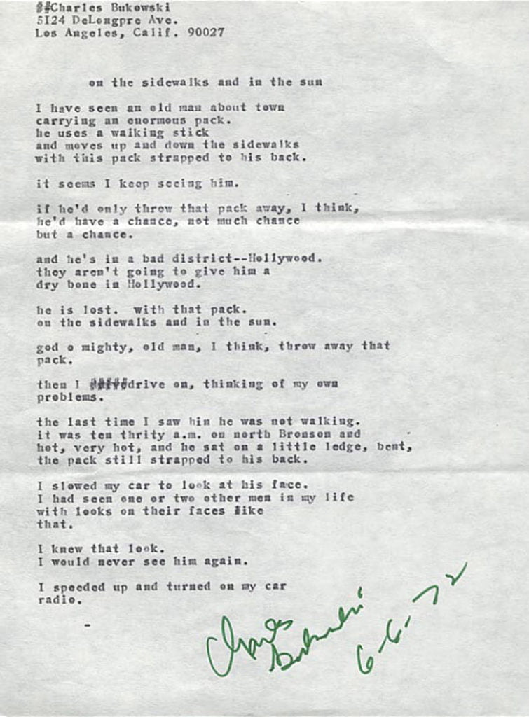 charles bukowski: los placeres del condenado: en la acera y al sol ...